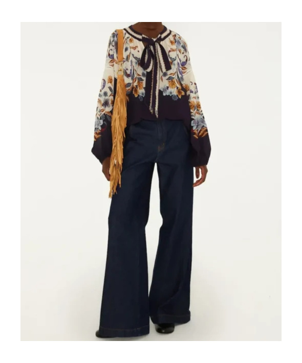 FARM RIO Farm Rio Printed Tie-Neck Blouse